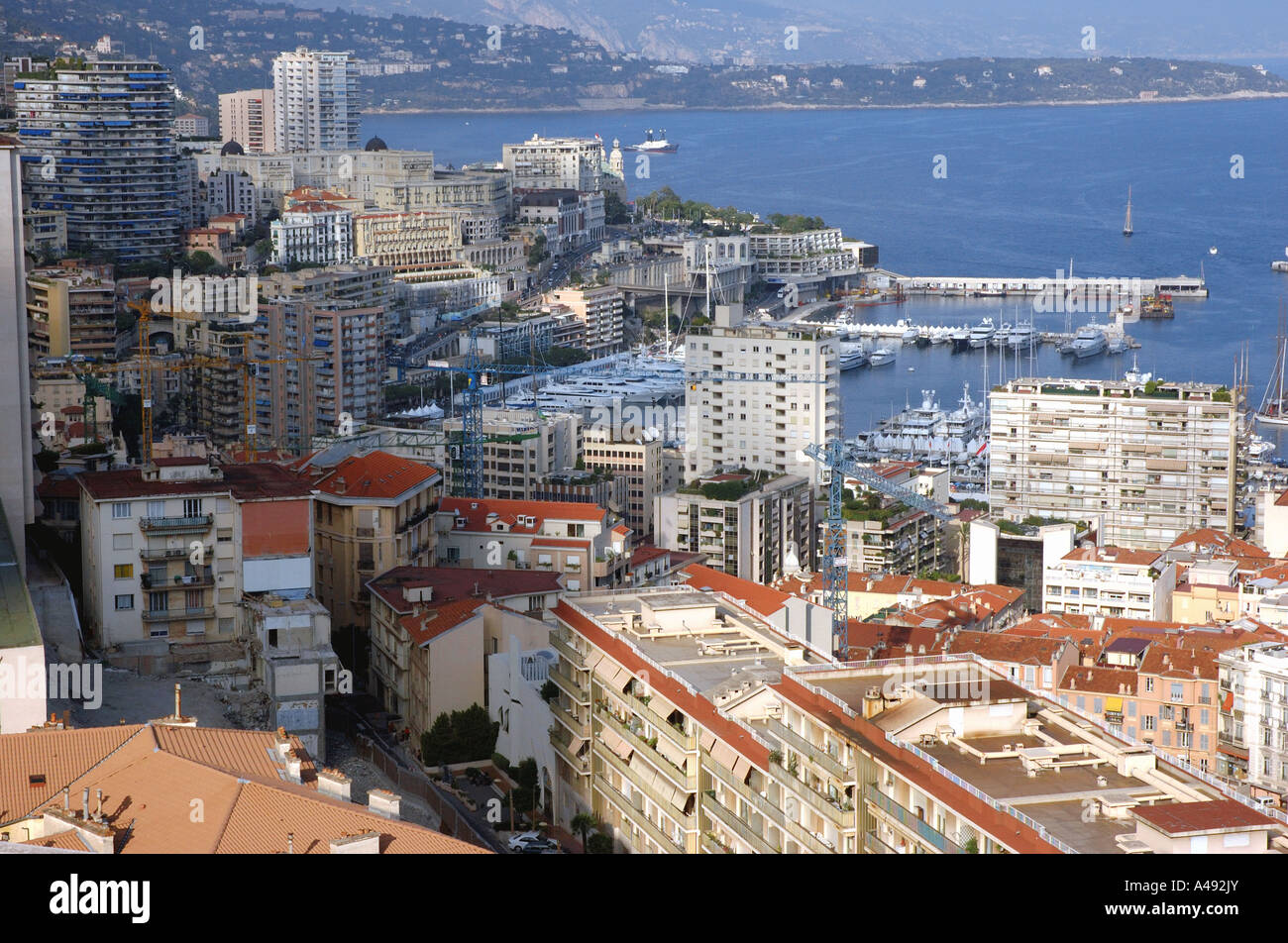 Panoramic view of seafront of Monte Carlo Montecarlo Monaco Côte D'Azur ...