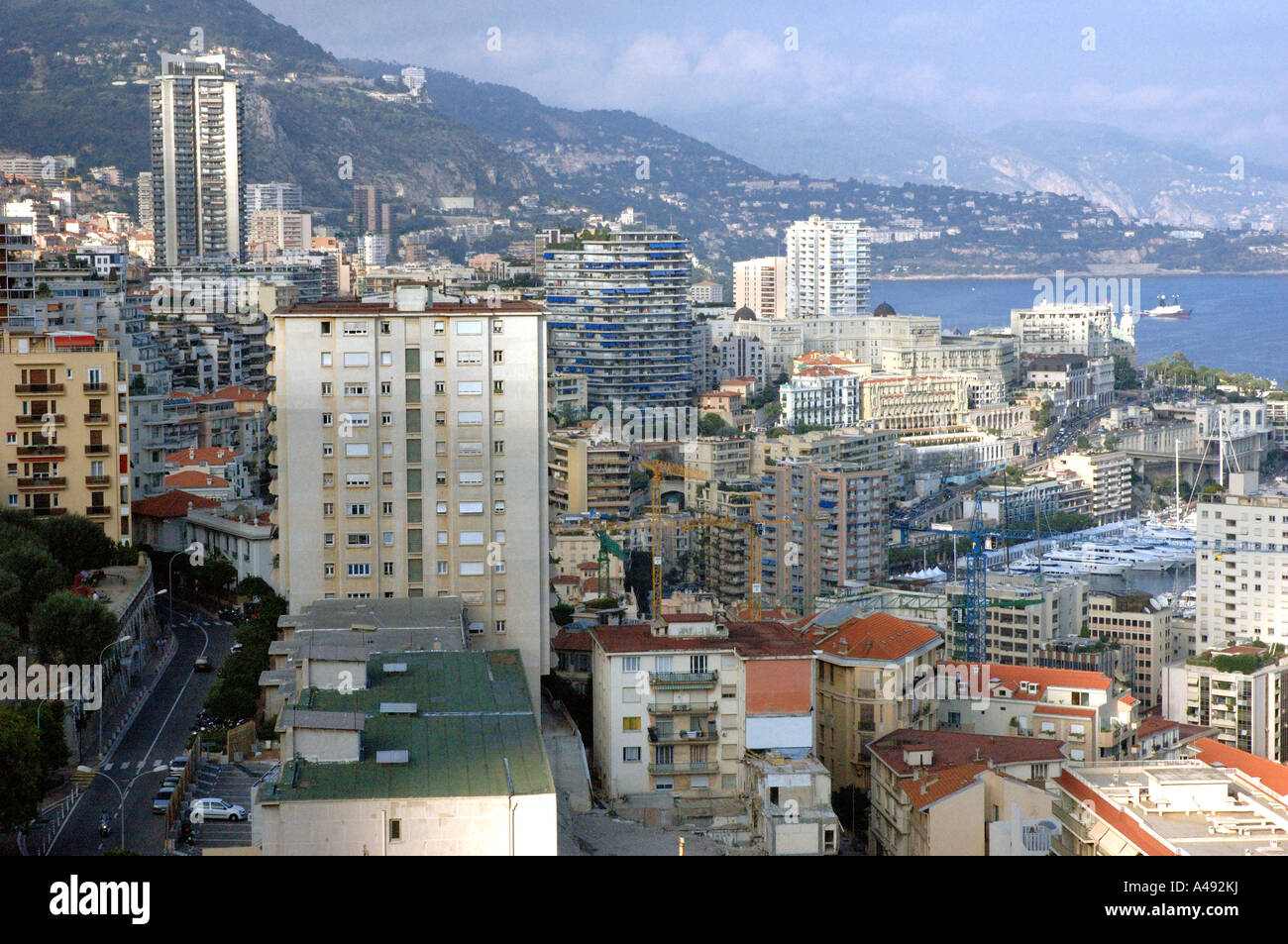 Panoramic view of seafront of Monte Carlo Montecarlo Monaco Côte D'Azur ...