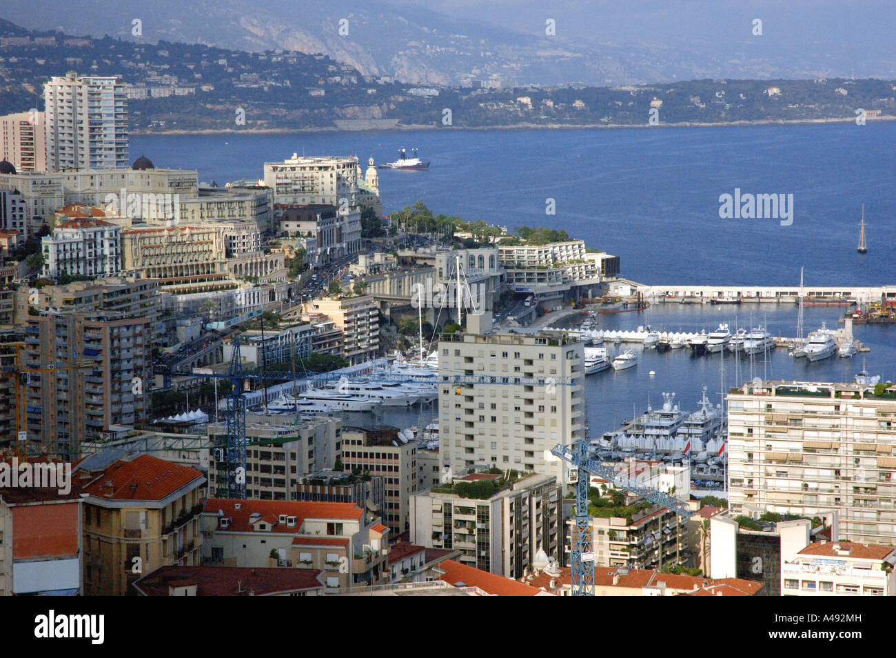 Panoramic view of seafront of Monte Carlo Montecarlo Monaco Côte D'Azur ...