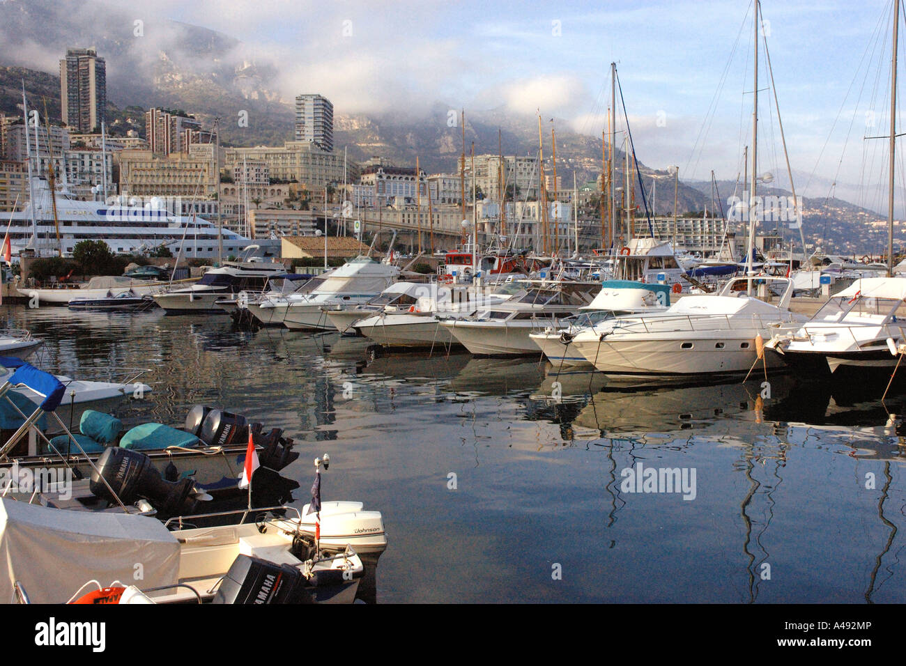Panoramic view of seafront of Monte Carlo Montecarlo Monaco Côte D'Azur ...