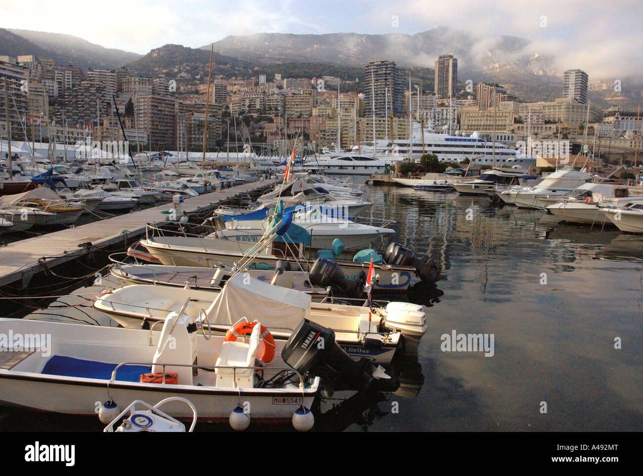 Panoramic view of seafront of Monte Carlo Montecarlo Monaco Côte D'Azur ...
