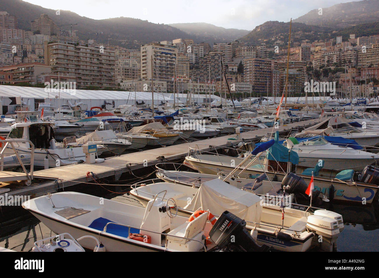 Panoramic view of seafront of Monte Carlo Montecarlo Monaco Côte D'Azur ...