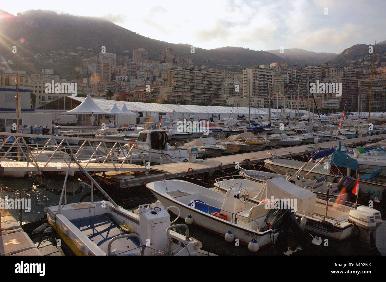 Panoramic view of seafront of Monte Carlo Montecarlo Monaco Côte D'Azur ...