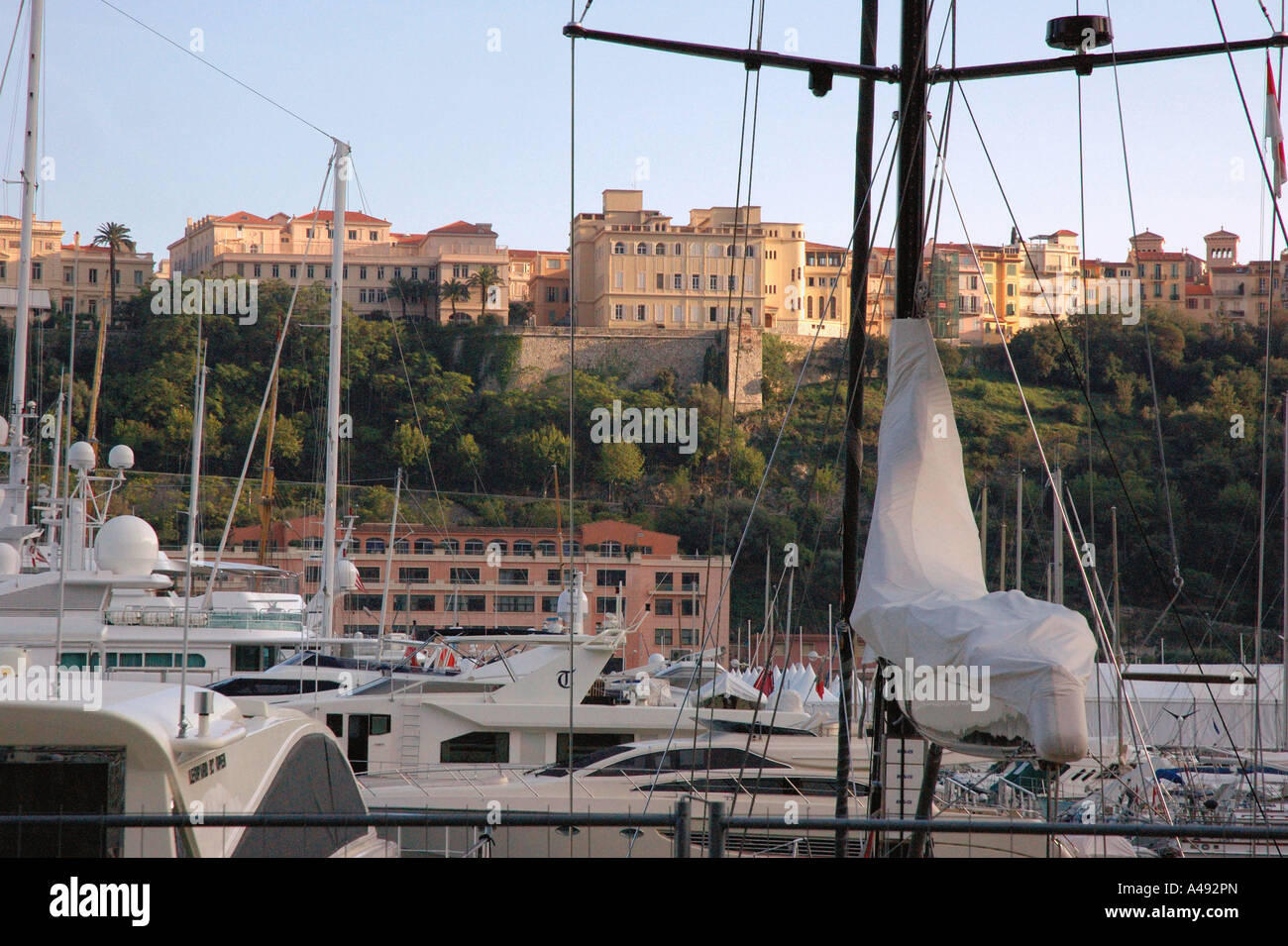 Panoramic view of seafront of Monte Carlo Montecarlo Monaco Côte D'Azur ...