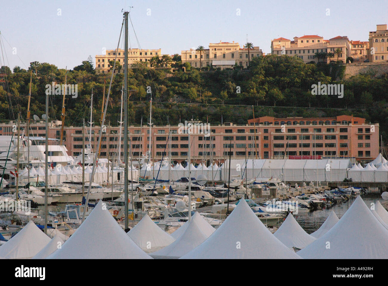Panoramic view of seafront of Monte Carlo Montecarlo Monaco Côte D'Azur ...