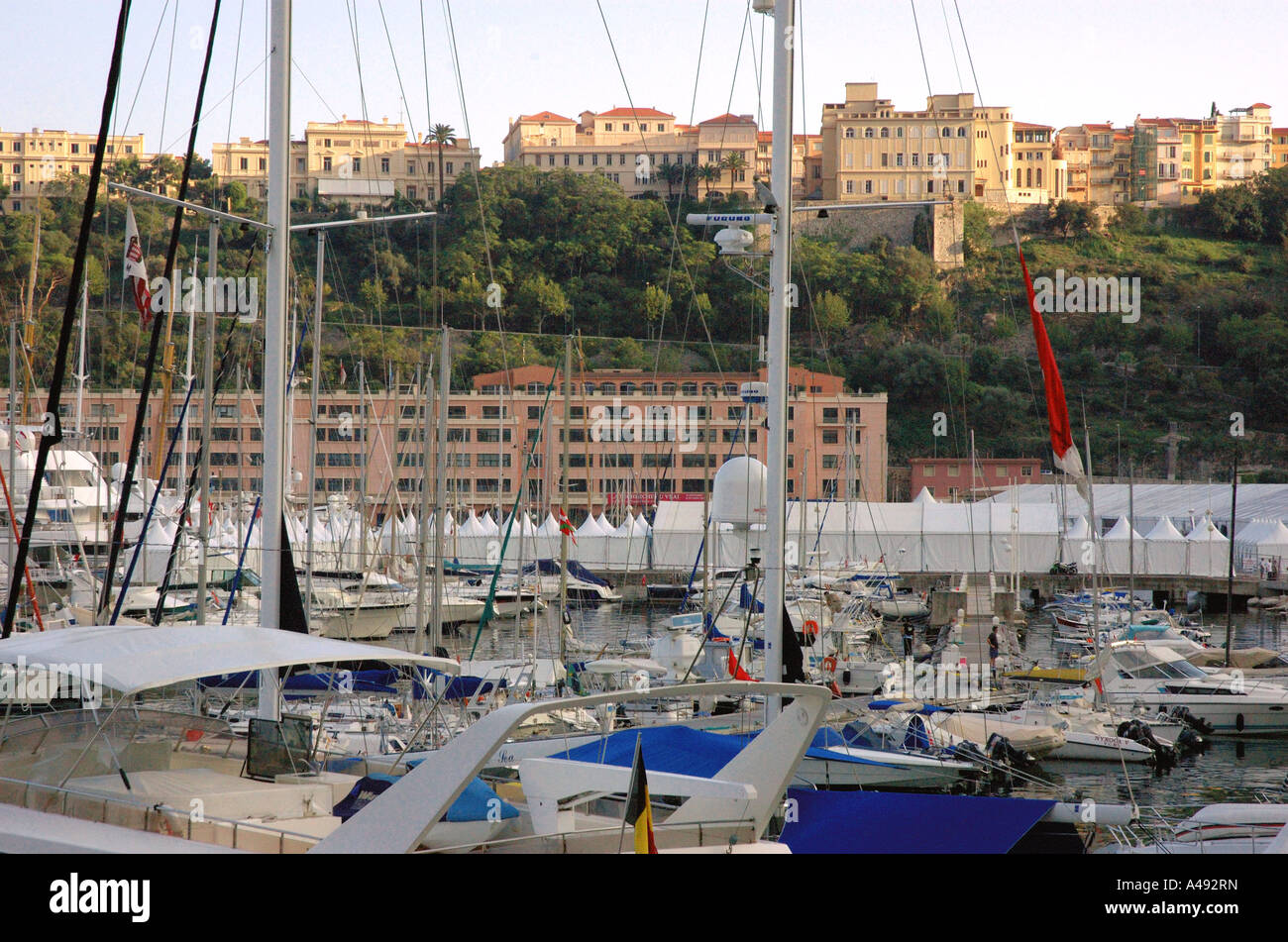 Panoramic view of seafront of Monte Carlo Montecarlo Monaco Côte D'Azur ...