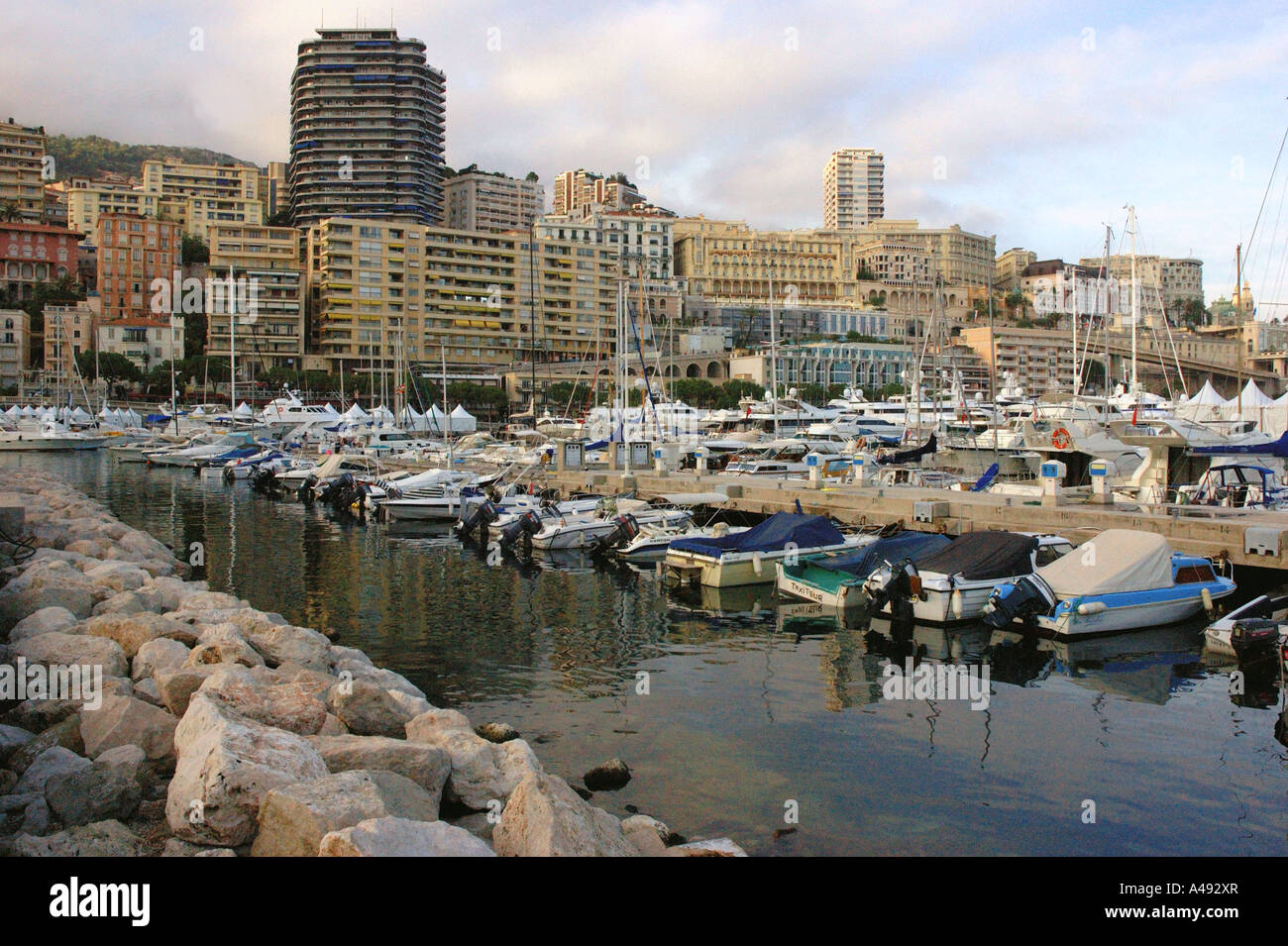 Panoramic view of seafront of Monte Carlo Montecarlo Monaco Côte D'Azur ...