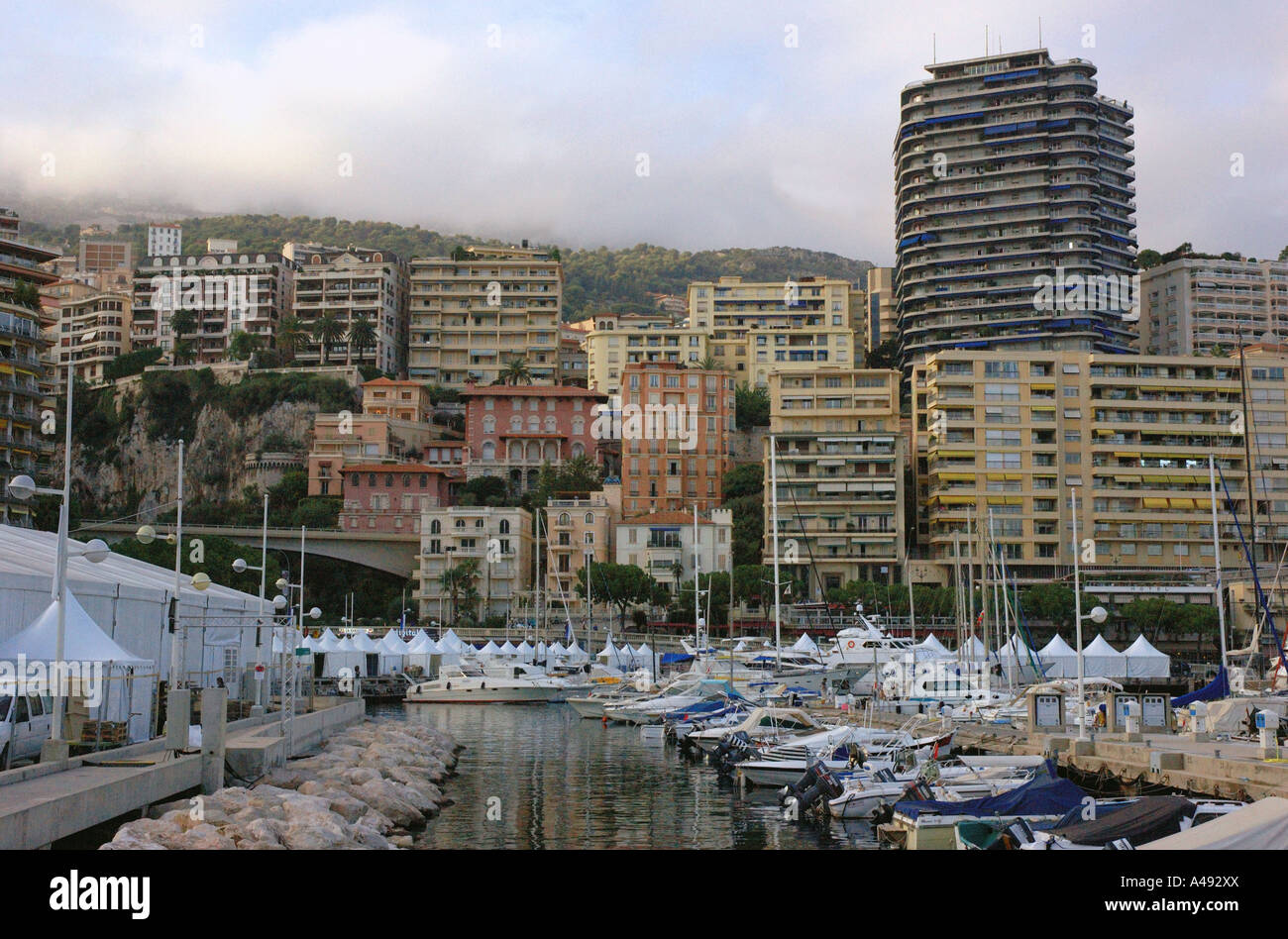 Panoramic view of seafront of Monte Carlo Montecarlo Monaco Côte D'Azur ...