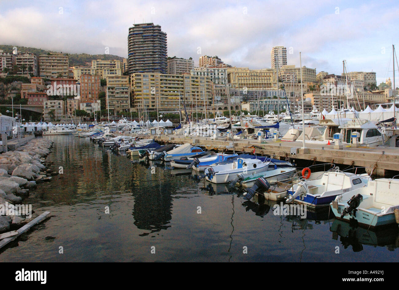 Panoramic view of seafront of Monte Carlo Montecarlo Monaco Côte D'Azur ...