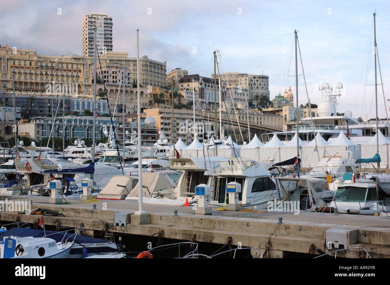 Panoramic view of seafront of Monte Carlo Montecarlo Monaco Côte D'Azur ...