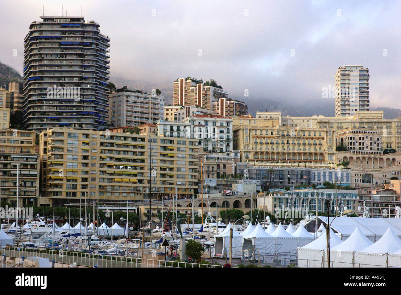 Panoramic view of seafront of Monte Carlo Montecarlo Monaco Côte D'Azur ...