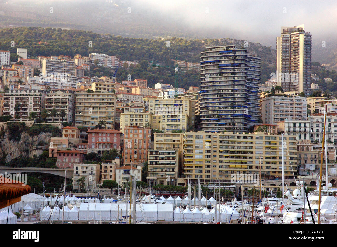 Panoramic view of seafront of Monte Carlo Montecarlo Monaco Côte D'Azur ...
