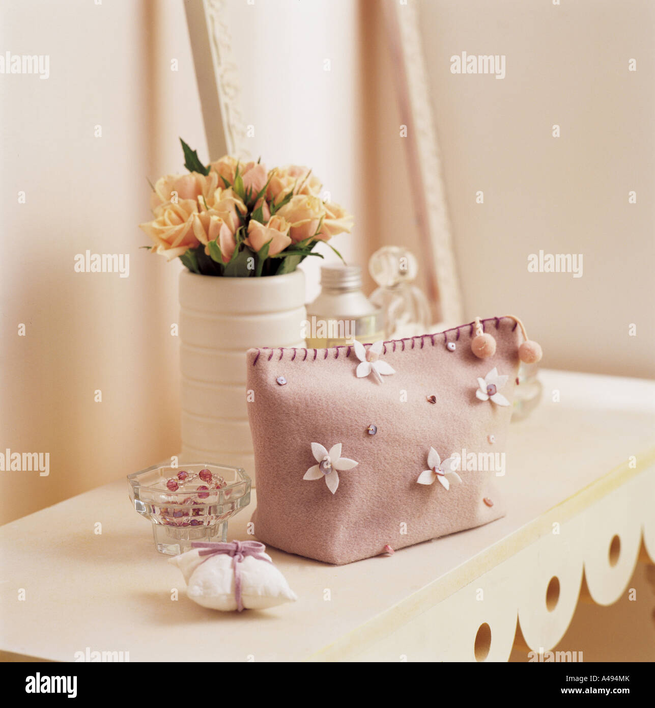 High angle view of a hand bag on the table Stock Photo - Alamy
