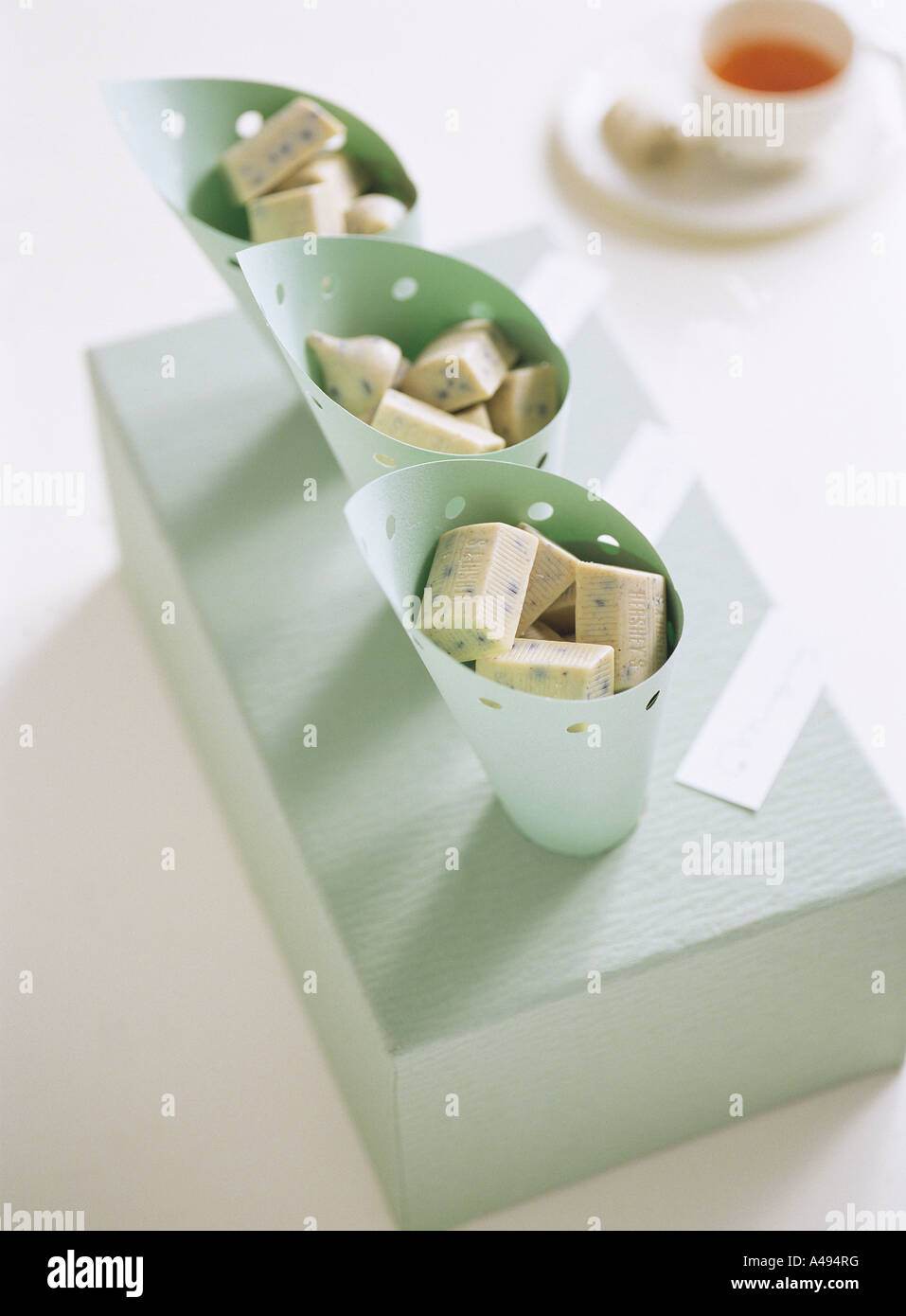 High angle view of toffee in cups Stock Photo - Alamy