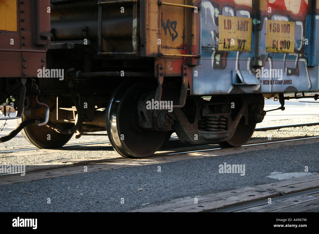 Railroad train wheel details Stock Photo - Alamy