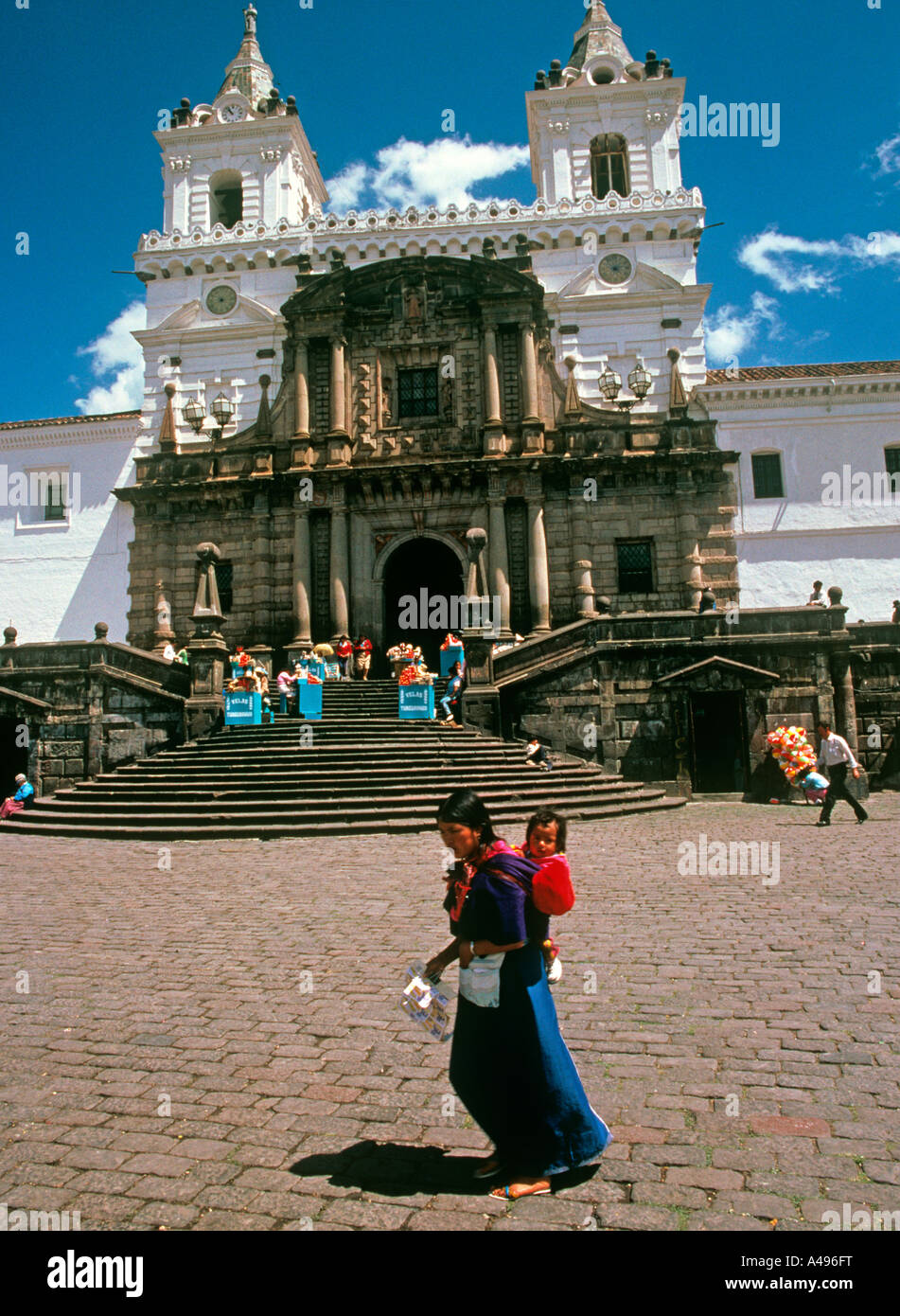 Ecuador Quito people outside San Francisco monastery Stock Photo - Alamy