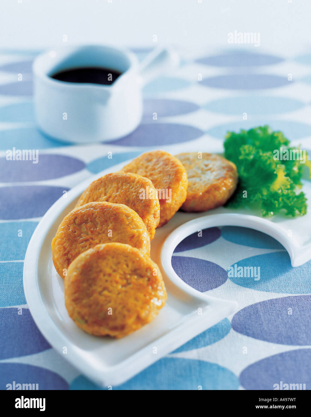 High angle view of croquettes with dip Stock Photo - Alamy