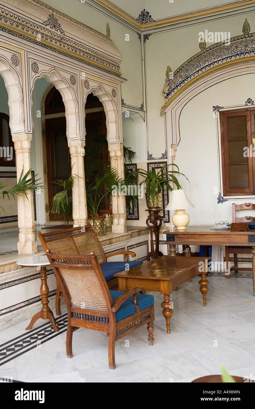 India Rajasthan Jaipur Samode Haveli sitting room Stock Photo - Alamy