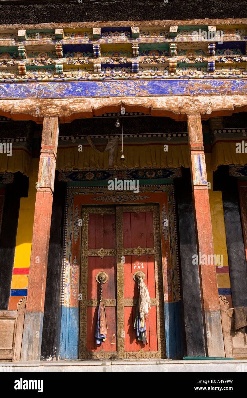 India Ladakh Leh Valley Tikse Gompa entrance to Maitreya temple home to ...