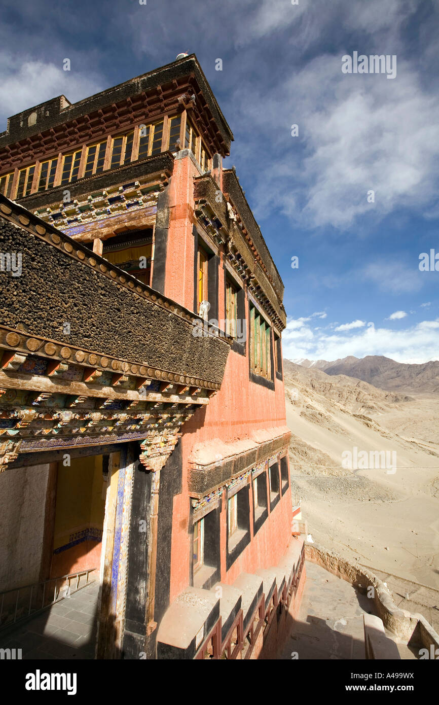 India Ladakh Leh Valley Tikse Gompa surrounding landscape from the ...