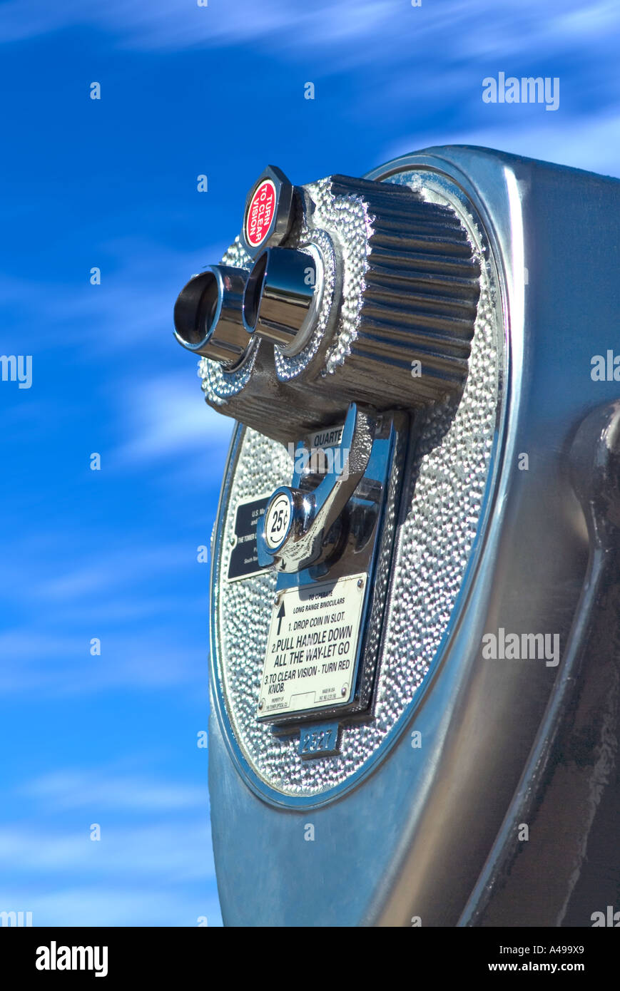 Stationary public pay for view binoculars for tourists Stock Photo - Alamy