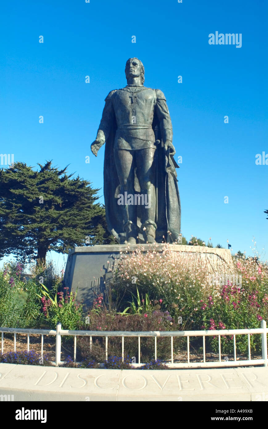 California San Francisco Christopher Columbus statue and Coit Tower ...