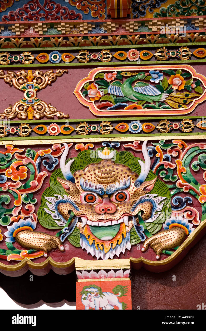 India Ladakh Leh Valley Tikse Gompa colorfully painted gateway Stock ...