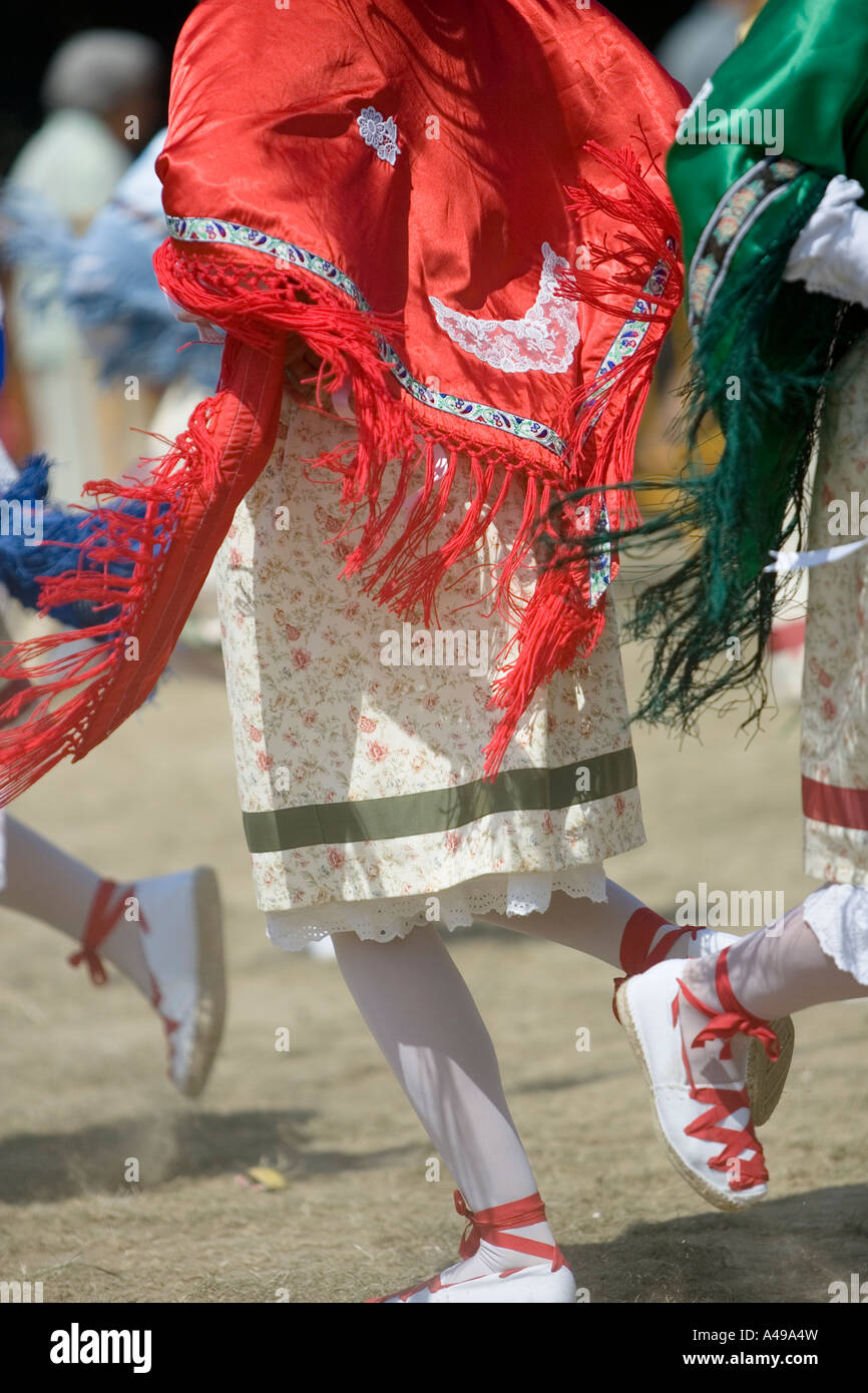 Colourful traditional costume of Basque women performing folk dances ...