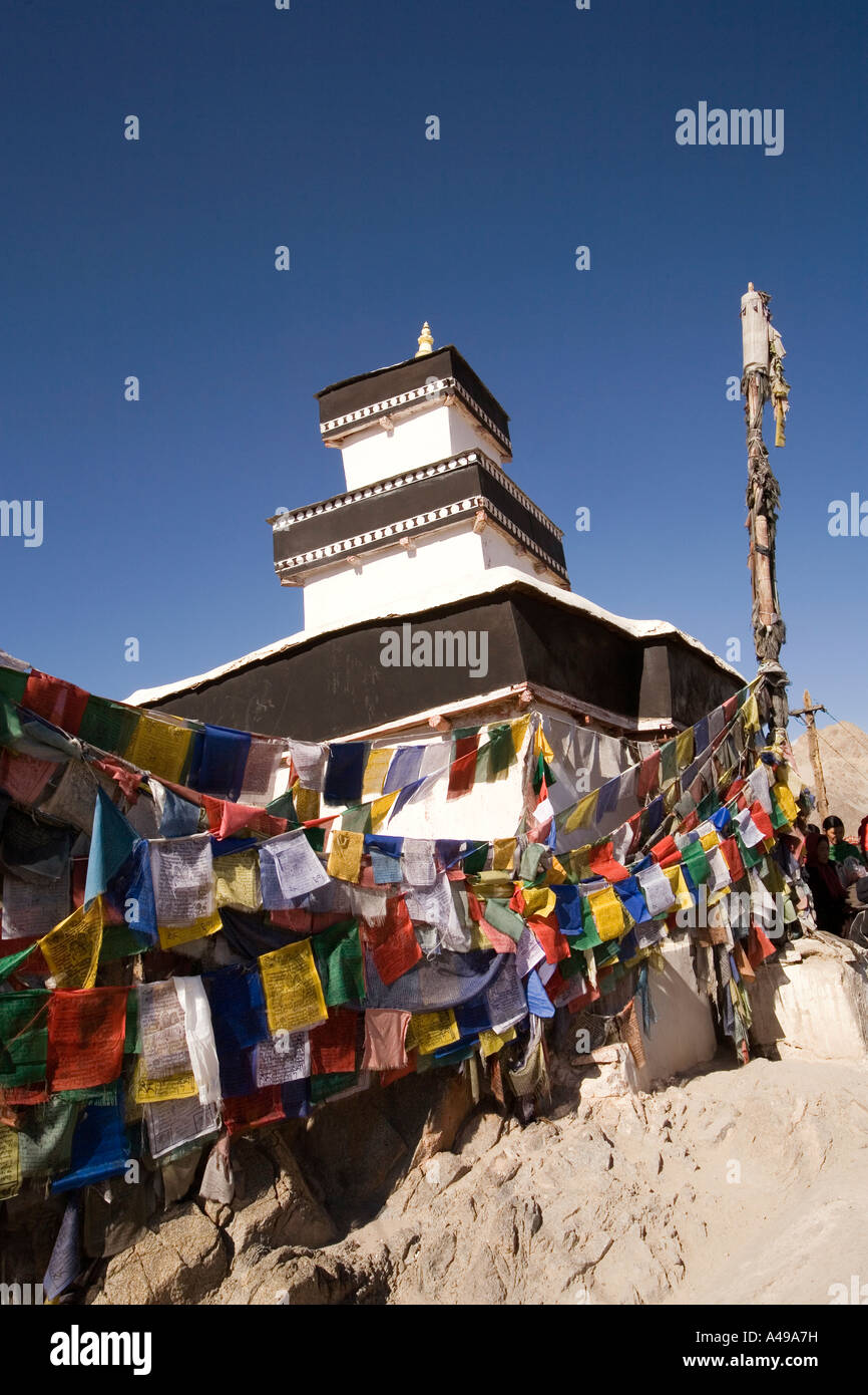 India Ladakh Leh Valley Spitok Gompa Paldan Lumo chapel prayer flags ...