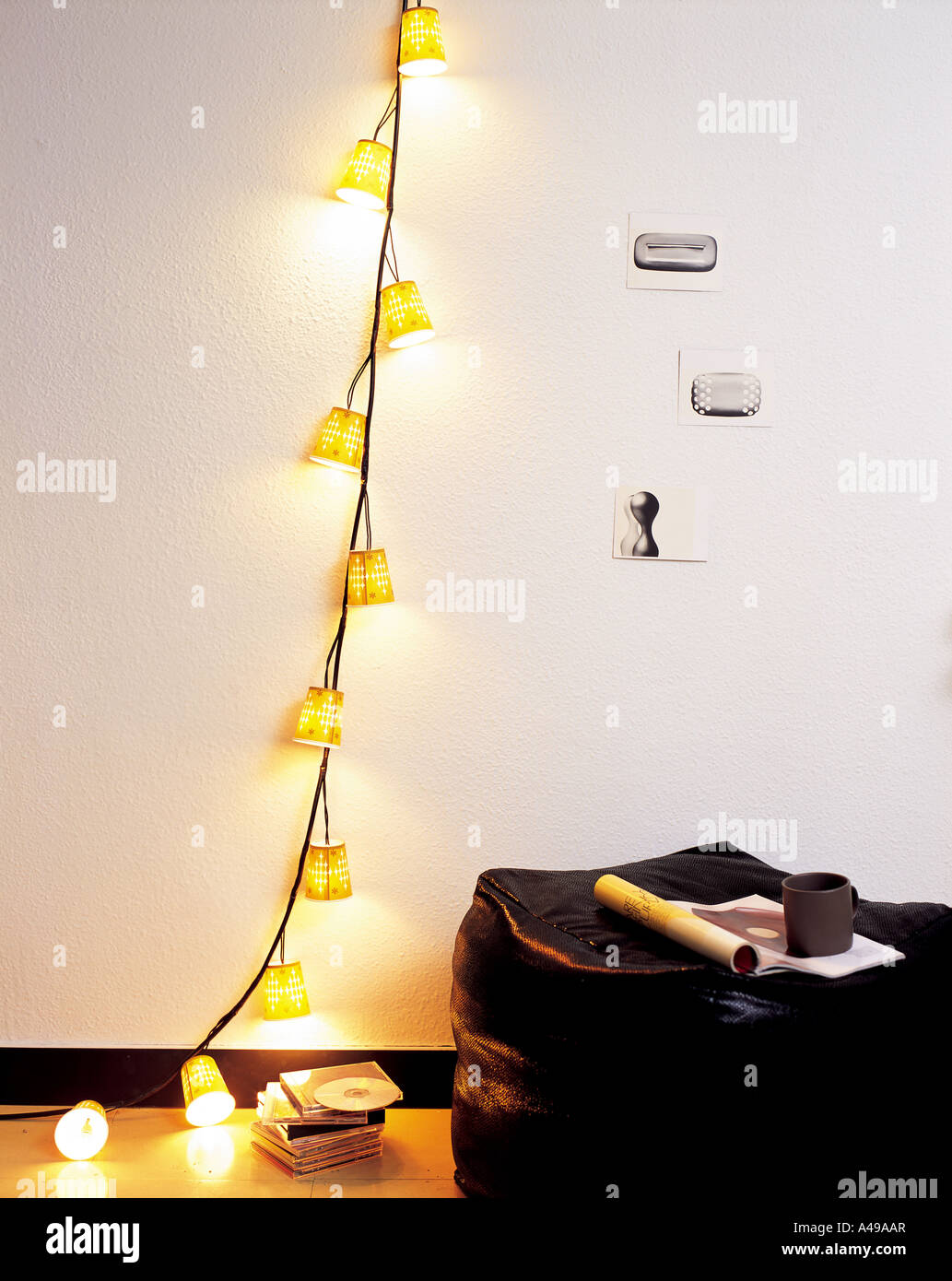 Christmas lights lit up in a room Stock Photo - Alamy