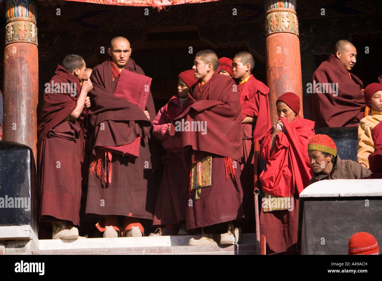 India Ladakh Leh Valley Spitok Gompa festival Buddhist monks Stock ...