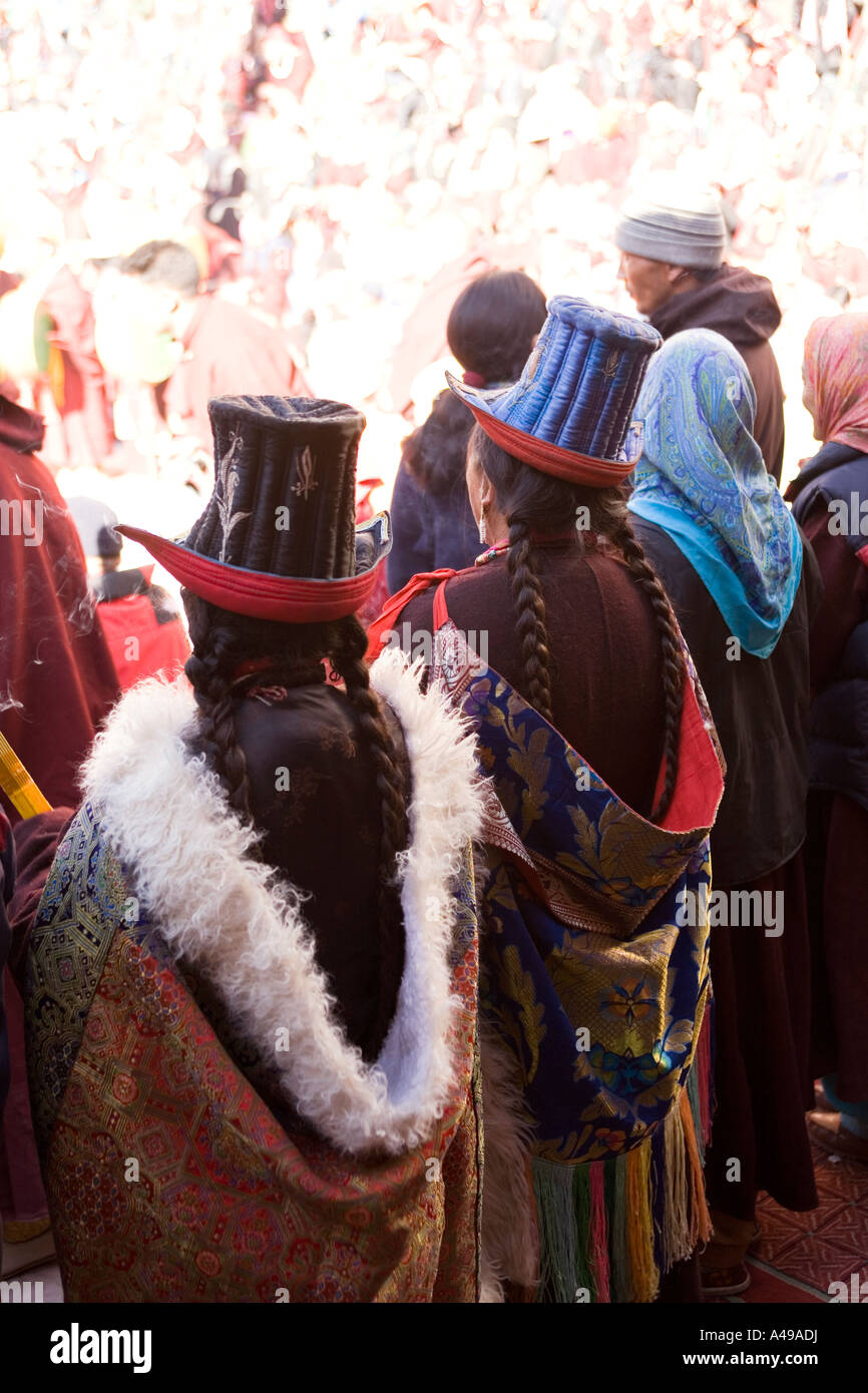 India Ladakh Leh Valley Spitok Gompa festival Ladakhi women wearing ...