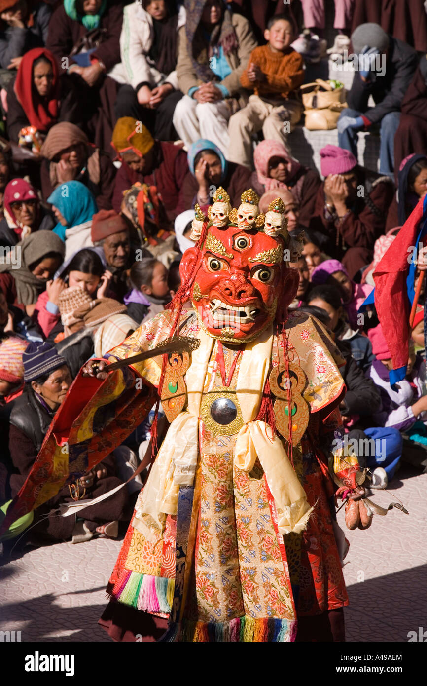 India Ladakh Leh Valley Spitok festival fierce Lord of the Death red ...