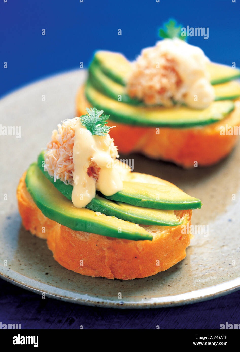 High angle view of open sandwiches Stock Photo - Alamy