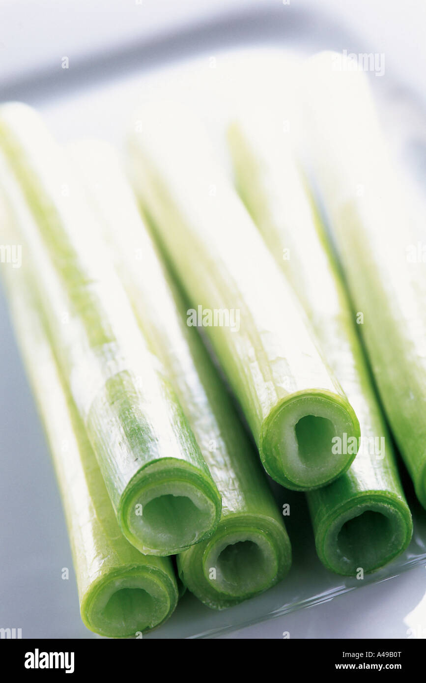 Close-up of spring onions on a tray Stock Photo - Alamy