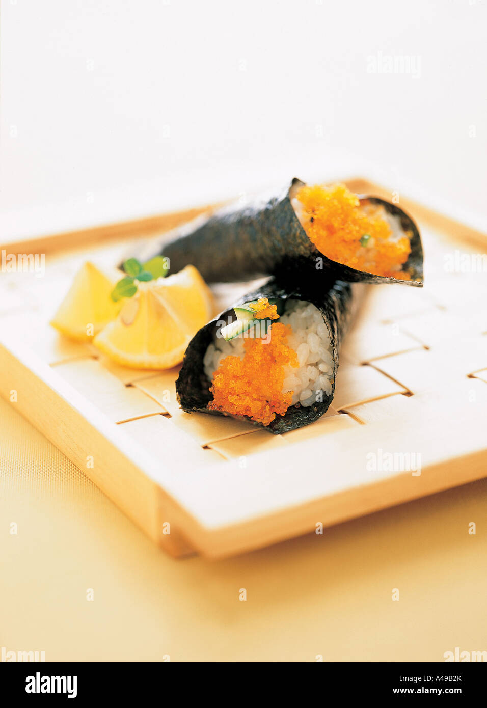 High angle view of sushi rolls Stock Photo - Alamy