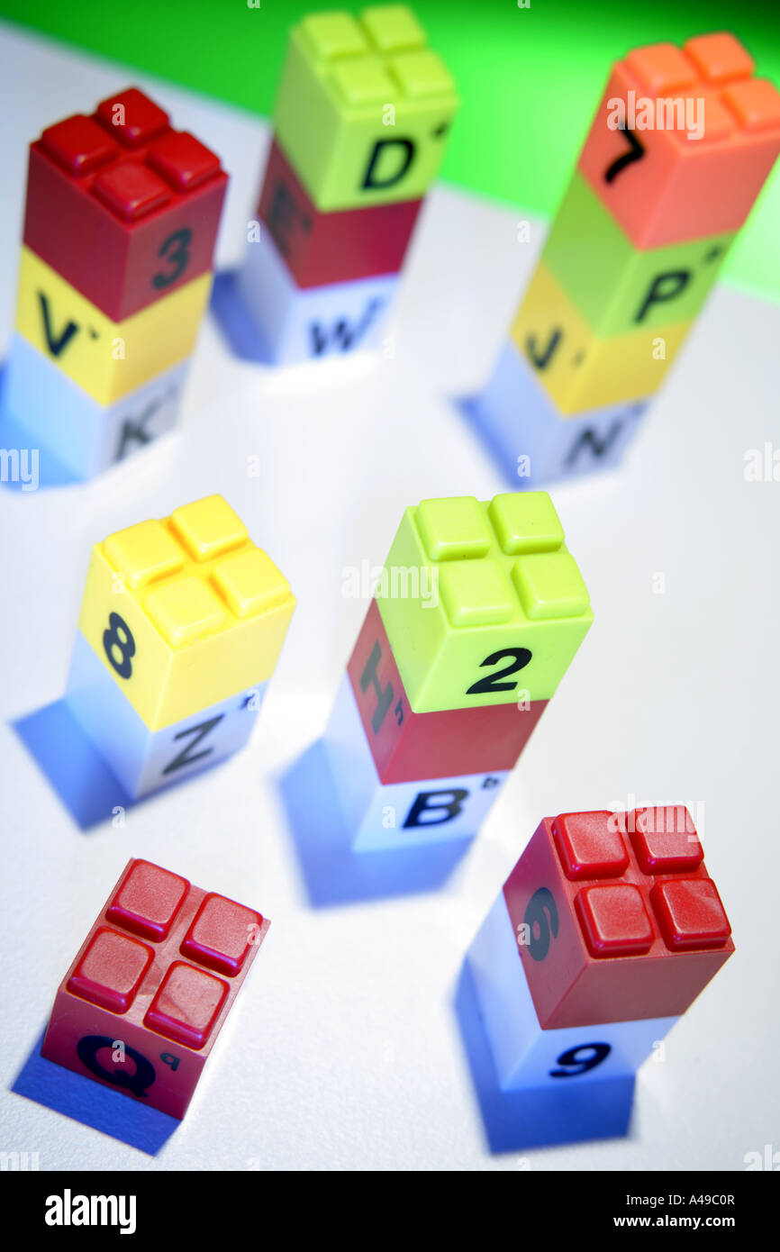 Learning blocks stacked Stock Photo - Alamy