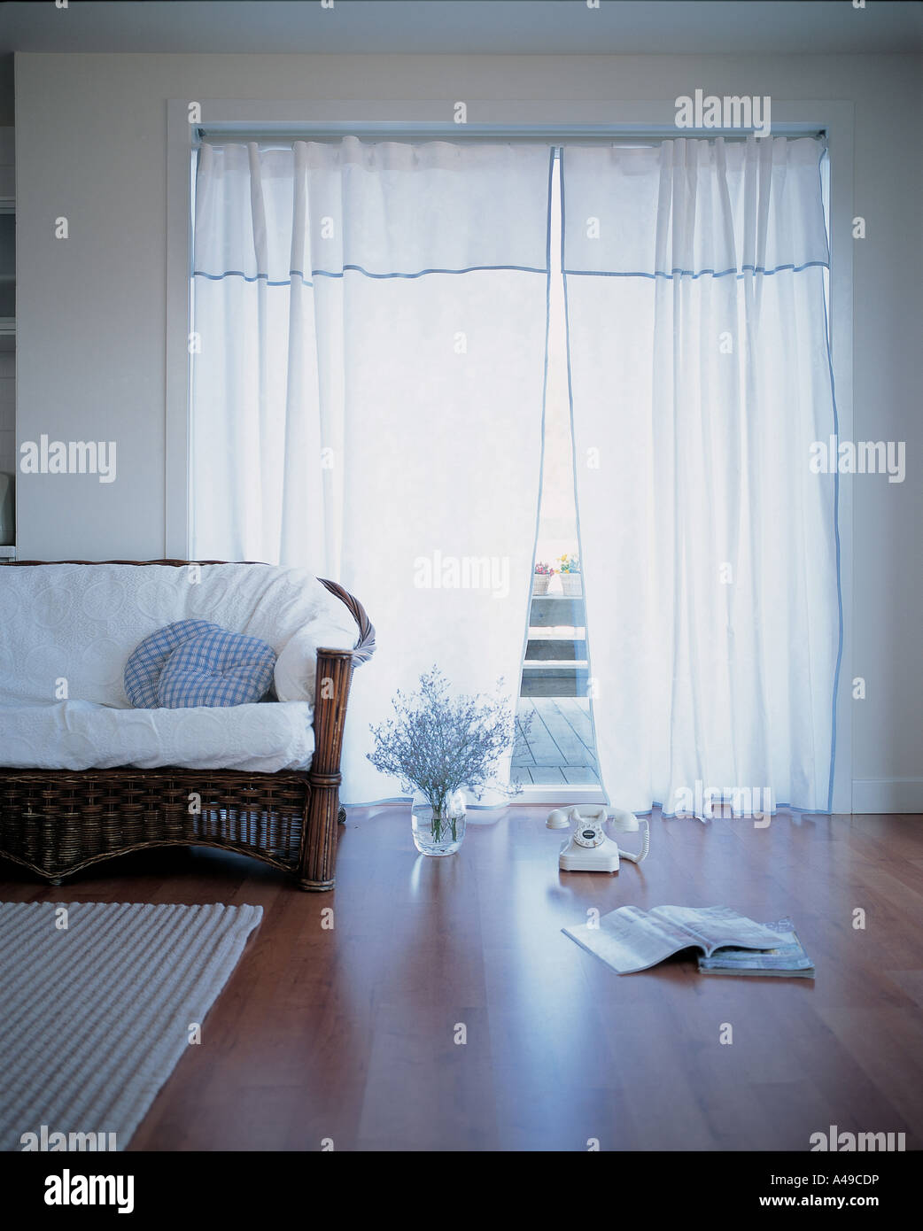 Empty couch in the living room Stock Photo - Alamy