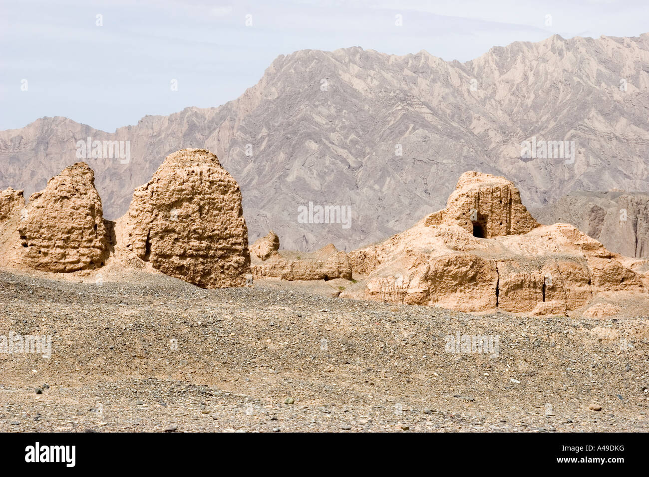 Ruins at the Subashi Ancient Buddhist Complex near Kuqa Xinjiang ...