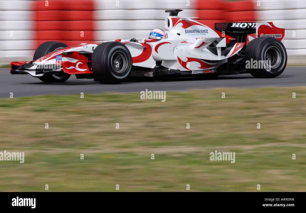 Anthony Davidson GBR in his Super Aguri Honda SA06 racecar at the track on Circuit de Catalunya ...