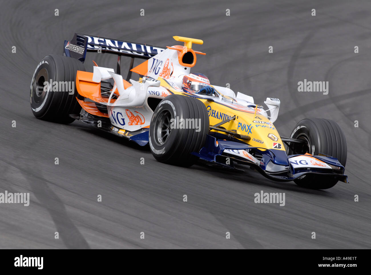 Heikki Kovalainen FIN in his Renault R27 racecar at the track on ...