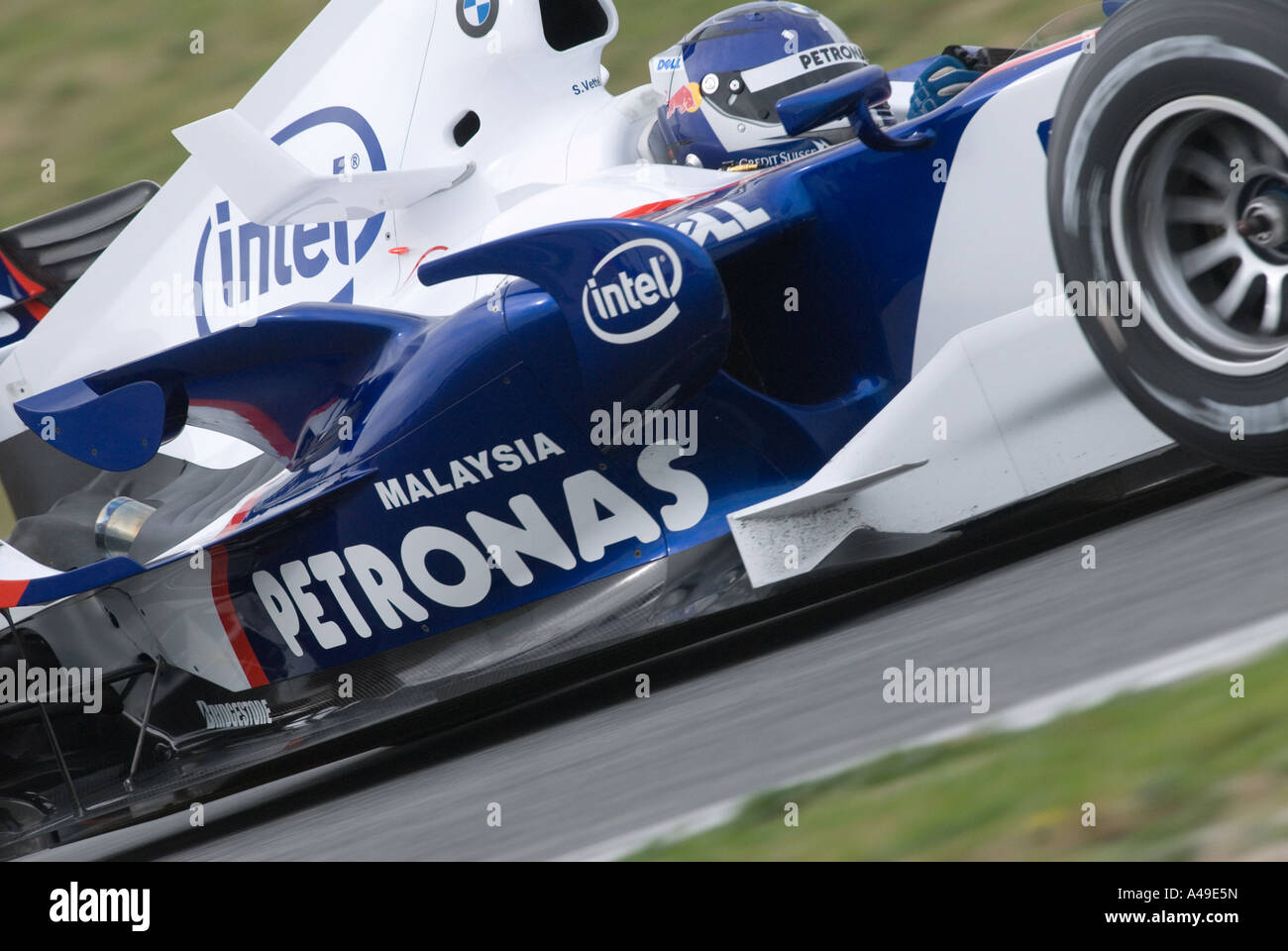 Sebastian Vettel GER in his BMW Sauber F1 07 racecar at the track on ...