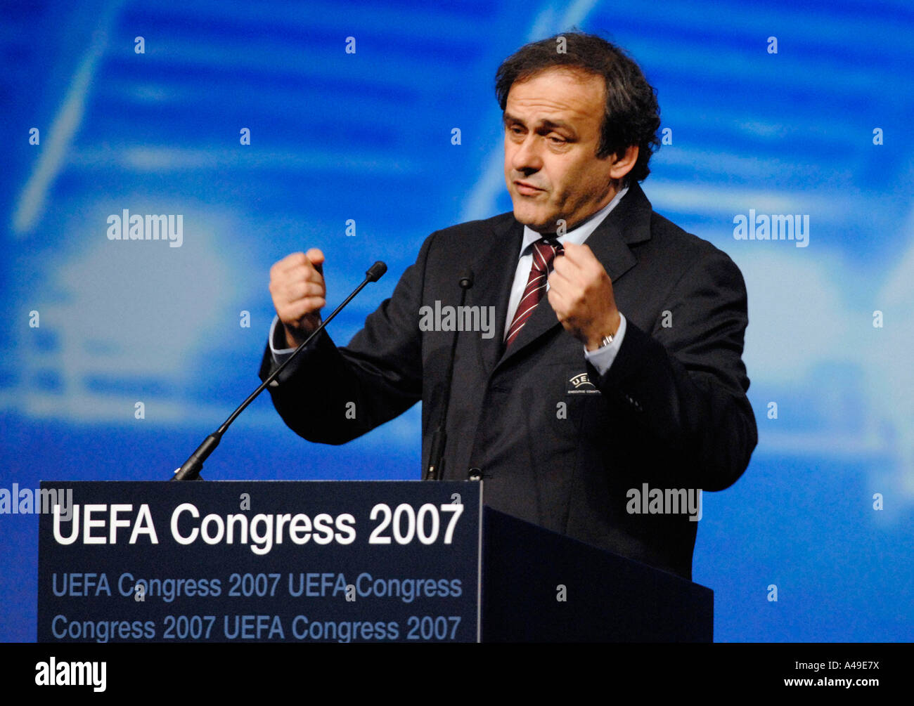 Michel Platini FRA new president of the UEFA at the UEFA Congress 2007 ...