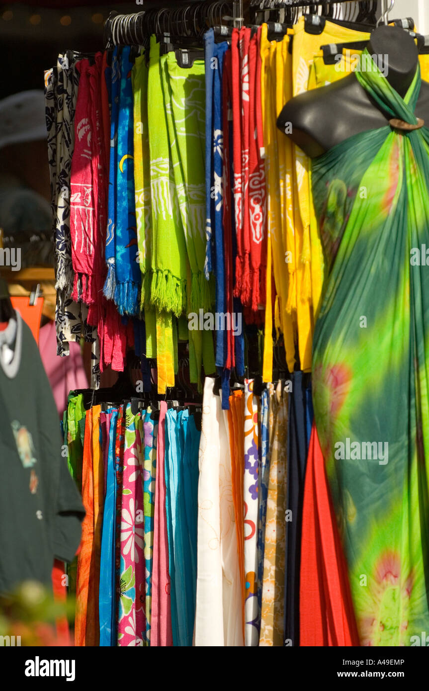 USA Florida Keys Colorful clothing displayed on Duval Street Key West ...