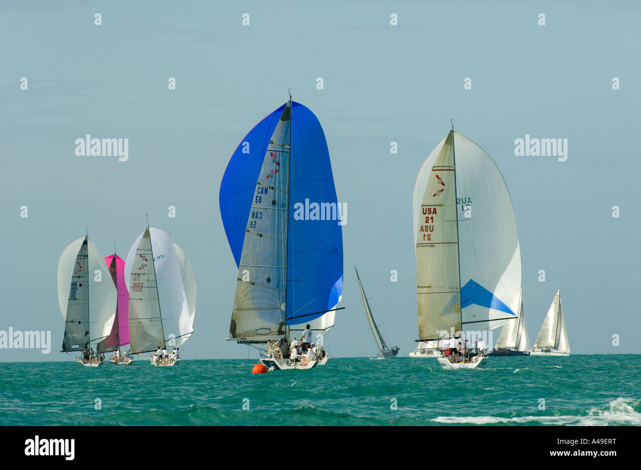 USA Florida Keys Sailboats racing in the annual Key West Race Regatta ...