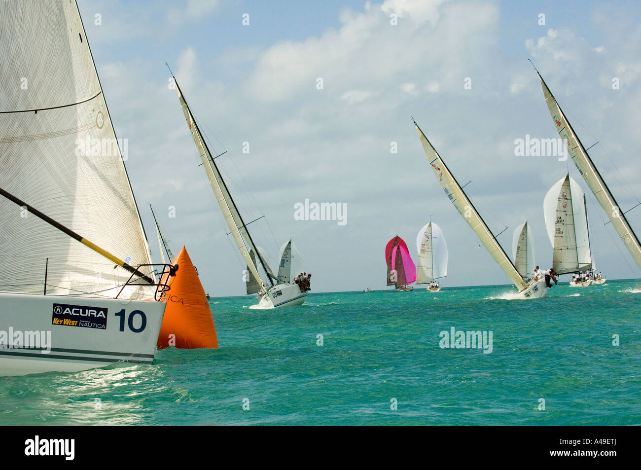 USA Florida Keys Sailboats racing in the annual Key West Race Regatta ...