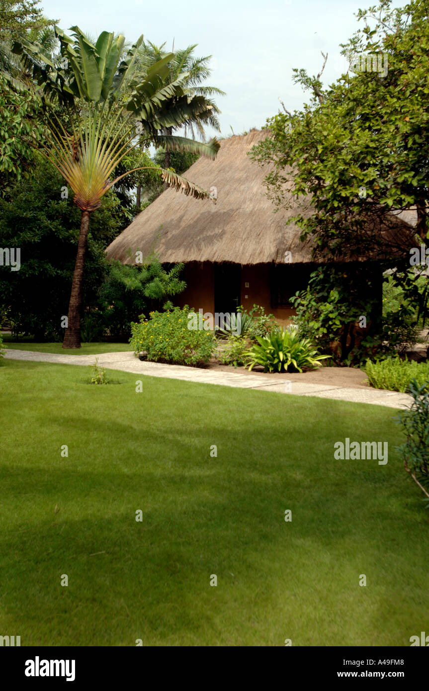 Senegal, Room and gardens at Le Kalissai Hotel Abene Casamance Southern ...
