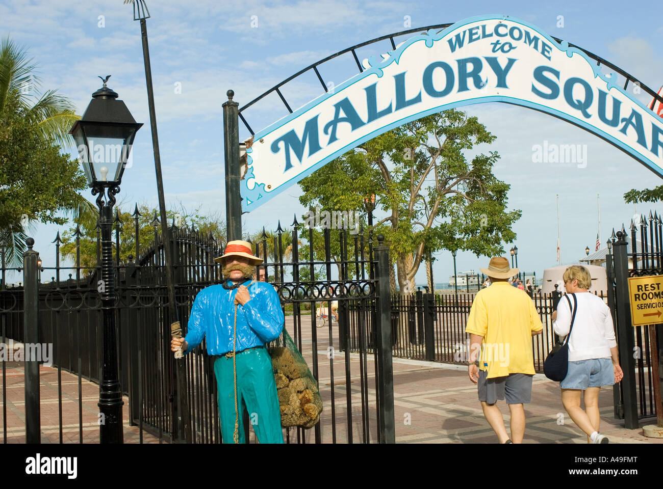 USA Florida Keys Tourists entering Mallory Square Waterfront Key West ...