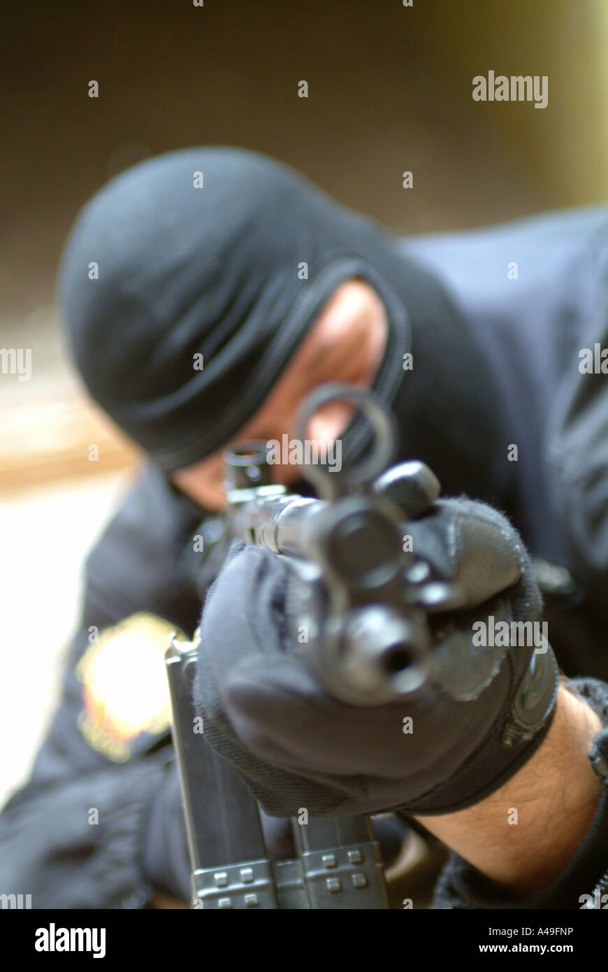 Member of a SWAT Team aiming with his gun Stock Photo - Alamy