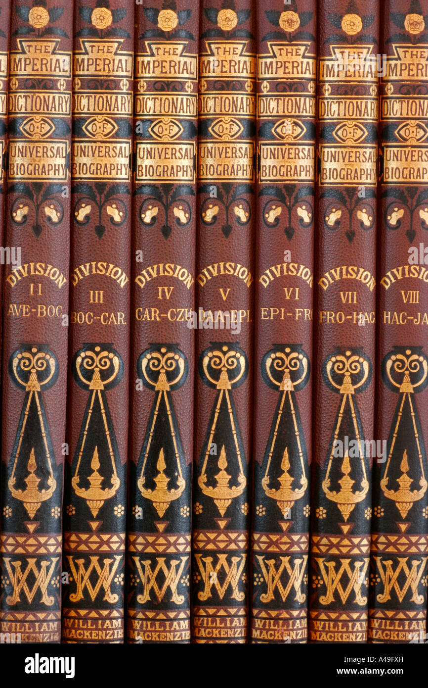Old books Dictionary of Universal Biography Stock Photo - Alamy